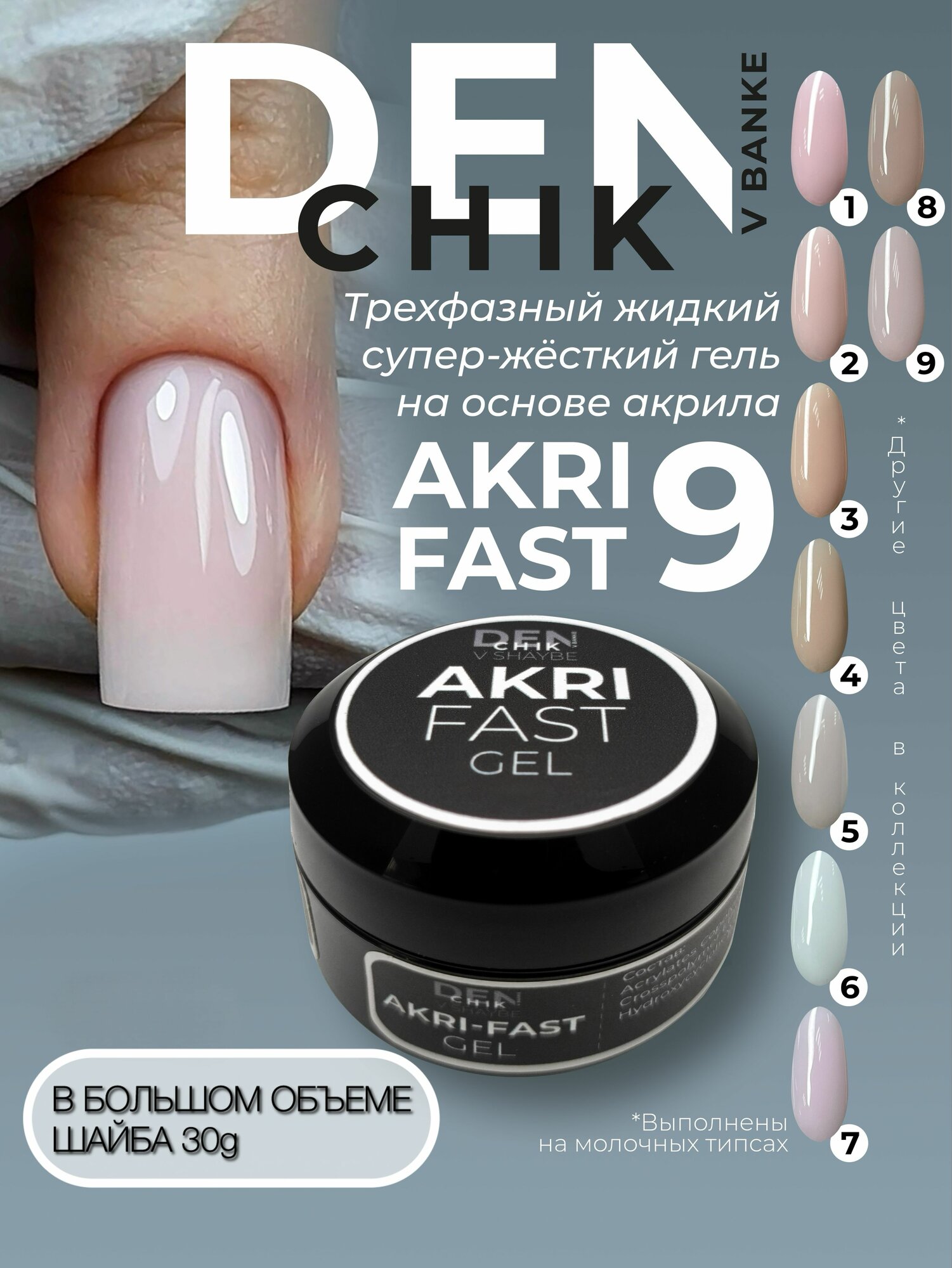 Гель для моделирования ногтей Akri-fast 30гр