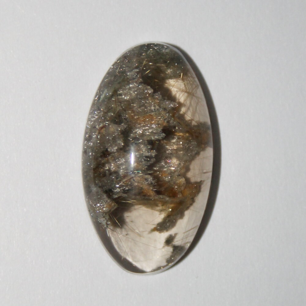 Кварц с включениями хлорита кабошон, 24х14х5 мм, Урал, «True Stones»