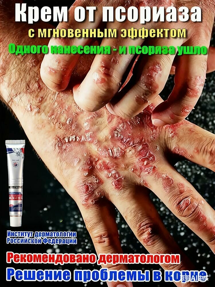 Псорифенак мазь от псориаза, Эффективная мазь от зуда при экземе, аллергии быстрое снятие воспаления и успокоение кожи, Китайское чудо-средство от грибка