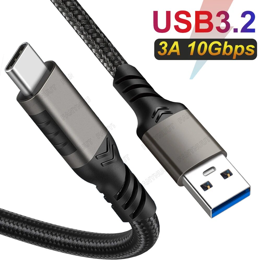 USB 3.2 Type-A - USB C кабель, 3м, Braided — фото 1