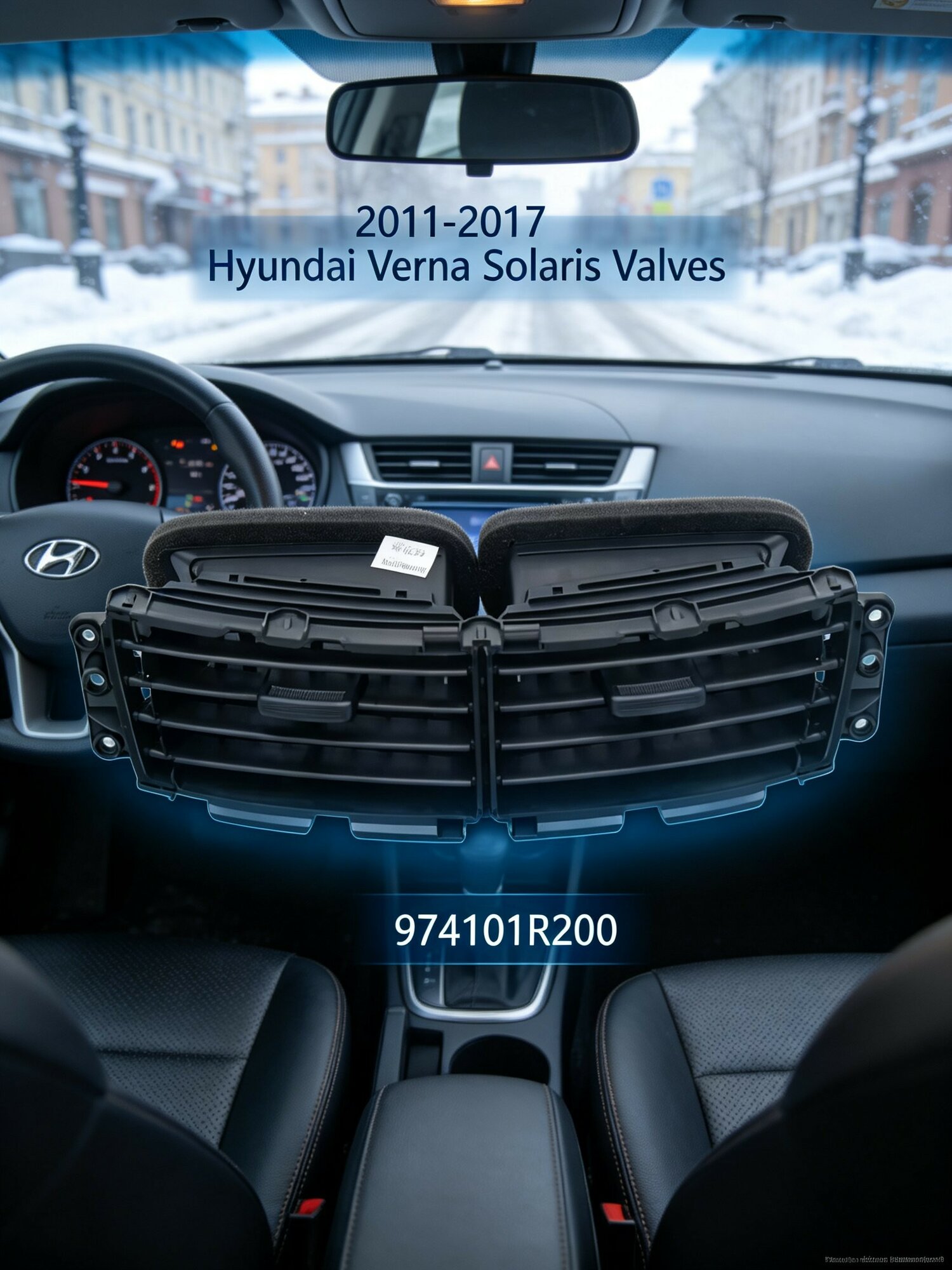 Дефлектор вентиляции центральный воздуховода кузова, в сборе для Hyundai Verna Solaris 2011-2017 974101R200