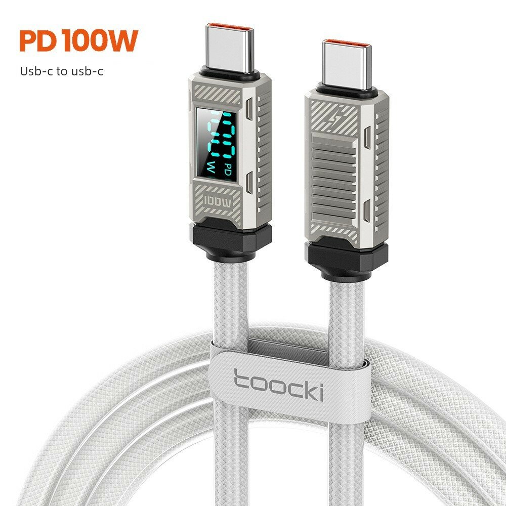 Белый кабель с двойным USB-C для зарядки, 100 Вт PD, 2 м длины для ноутбуков MacBook и планшетов iPad