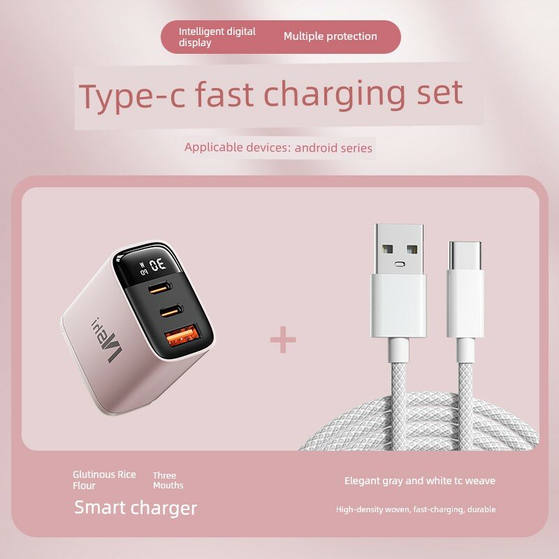 30W умный дисплей PD быстрая зарядка кабель с 1м плетеным USB-C для iPhone 15/14 Pro