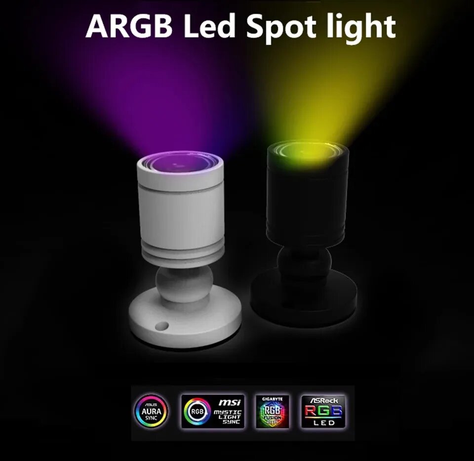 Мини-лампа MiniLED 1W 3W ARGB 5V 3Pin Header для компьютера AURA SYNC, точечный светодиодный свет, мини-лампа для игровой комнаты, фигурок, моделей, дисплея, декора ПК- корпуса, DIY