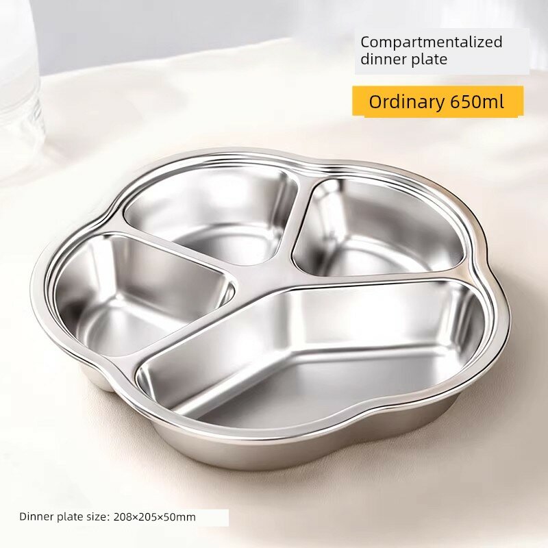 Детская тарелка с присоской из нержавеющей стали 304, разделенная на секции для самостоятельного приема пищи младенцами
