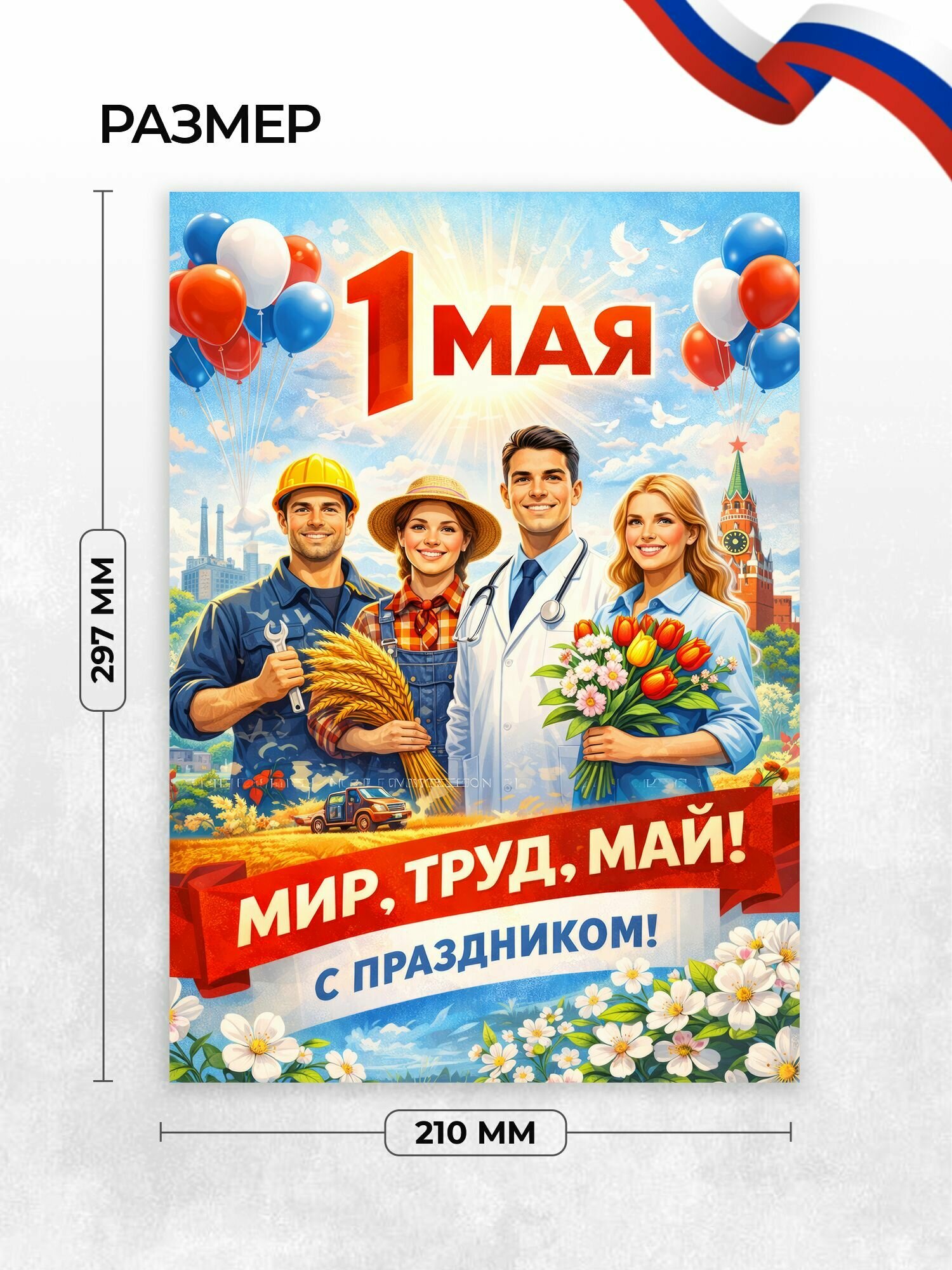 Плакат Мир Труд Май, 1 мая — фото 1