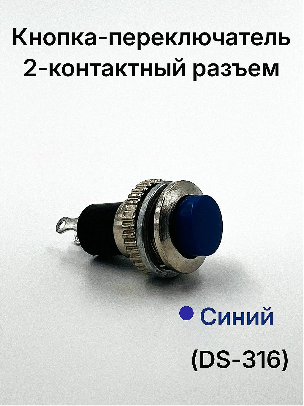 Кнопка-переключатель выключатель синяя с 2-контактным разъемом (DS-316) 1 штука