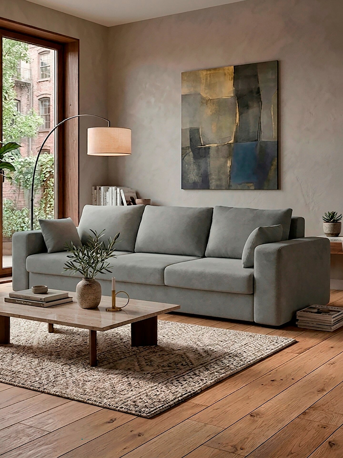 Диван Ливерпуль Лайт Velutto 52 NOW 230x94x80 см, серый Велютто, еврокнижка Фиеста