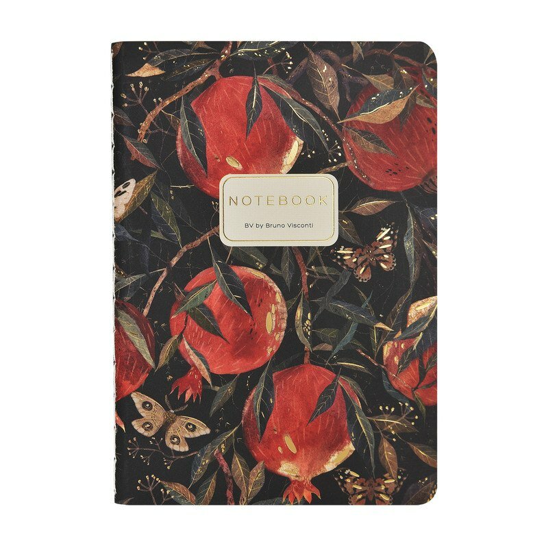 Записная книжка А6 32л лин. "FLORA. Гранат" мат. лам. soft-touch, фольга, скрепка, Bruno Visconti