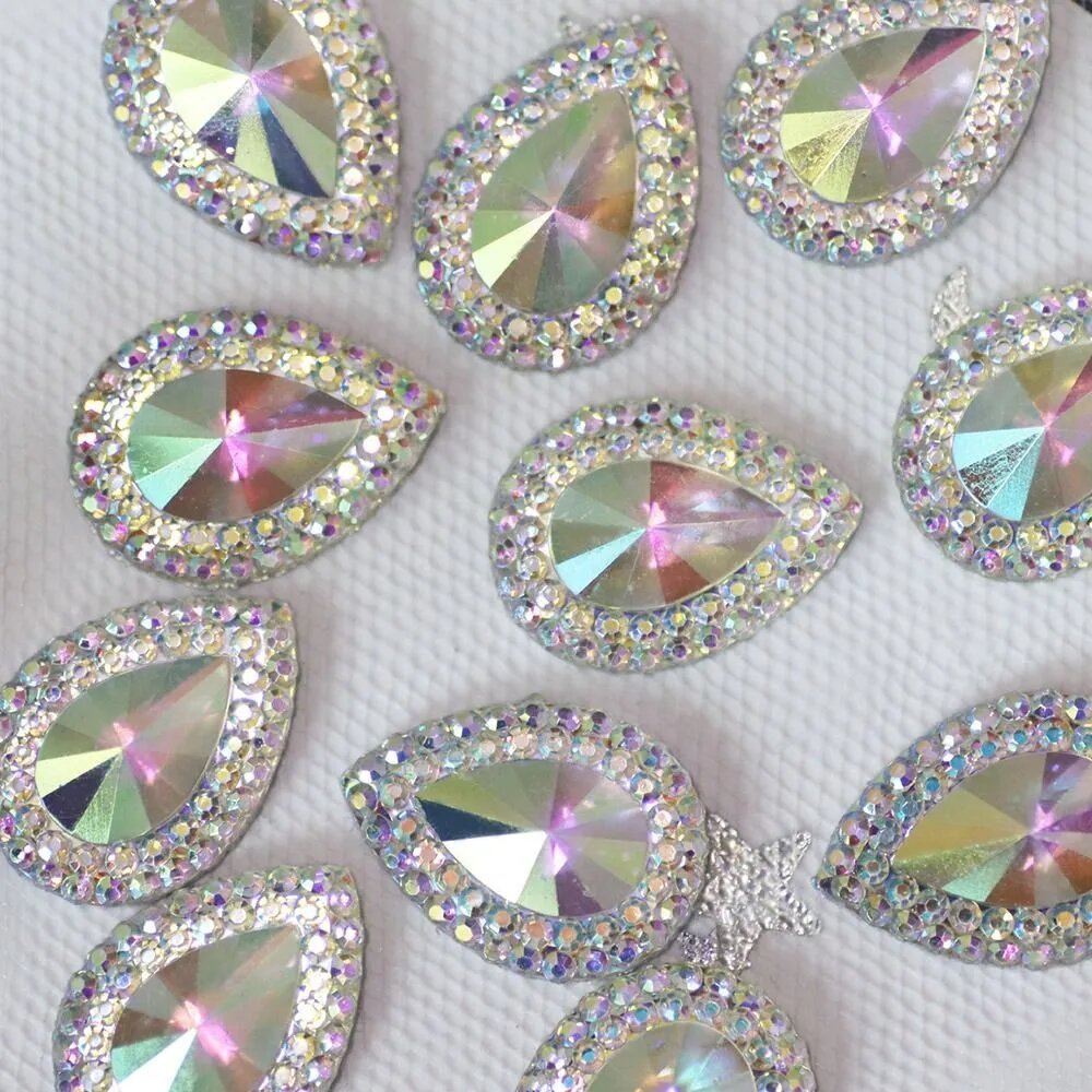 50pcs 13*18mm Блеск воды-капля горный хрусталь