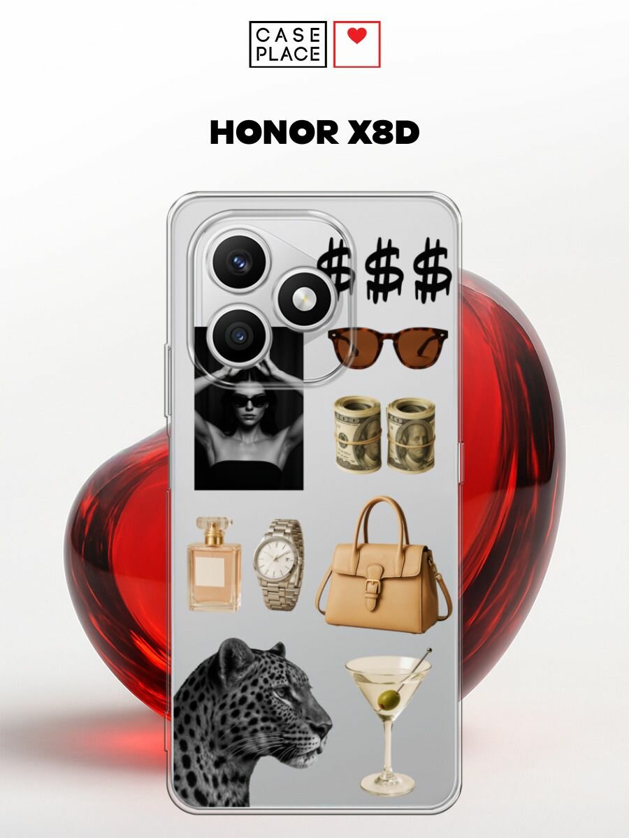 Силиконовый чехол на Honor X8d / Хонор X8d с принтом Женский коллаж
