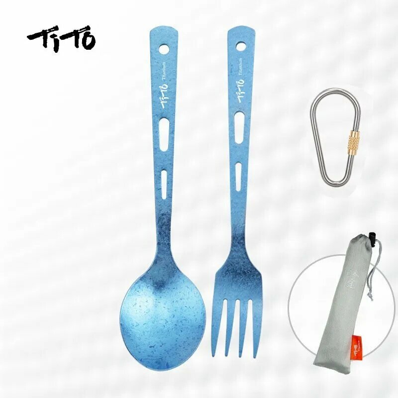 Титановый набор посуды, ложка + вилка + нож, ложка + вилка, TITO TITANIUM