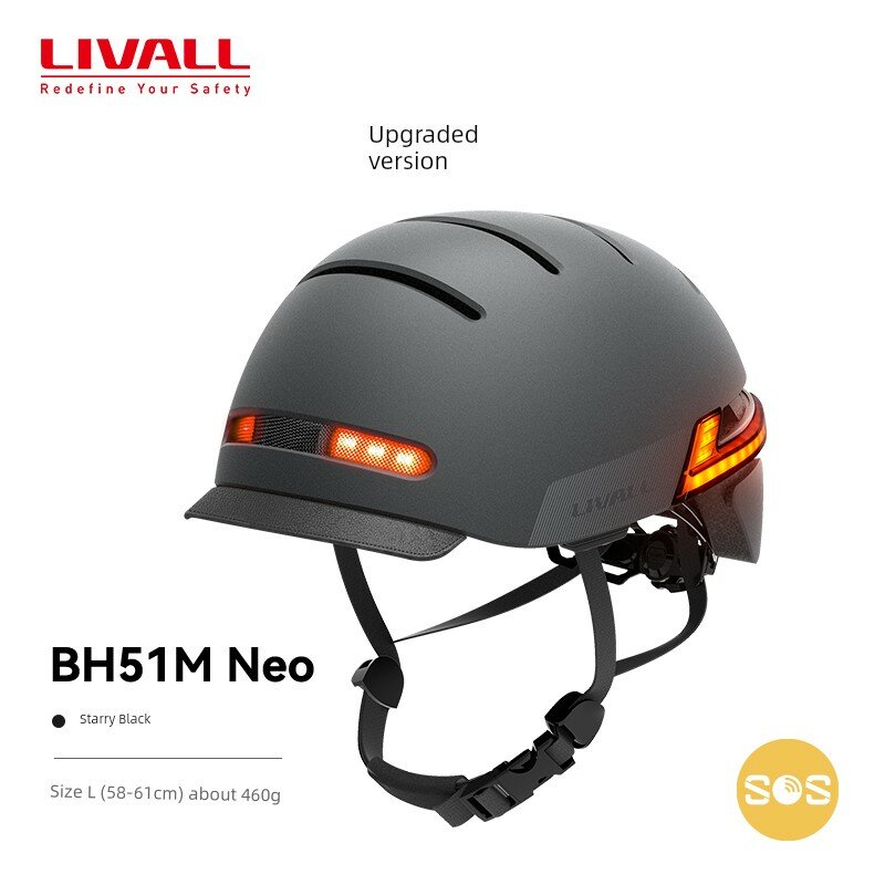 LIVALL BH51M Neo Умный шлем для велосипеда с Bluetooth и ночным светом, Starlight Black, универсальный размер 56-60см