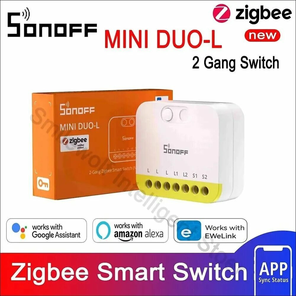 Эксклюзивный двухканальный умный выключатель SONOFF MINI DUOL с Zigbee, управление голосом через Алису, подключение без нейтрального провода