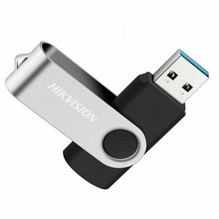 128ГБ USB3.0 флеш-накопитель Hikvision M200S с поворотным клипом черный/серебро