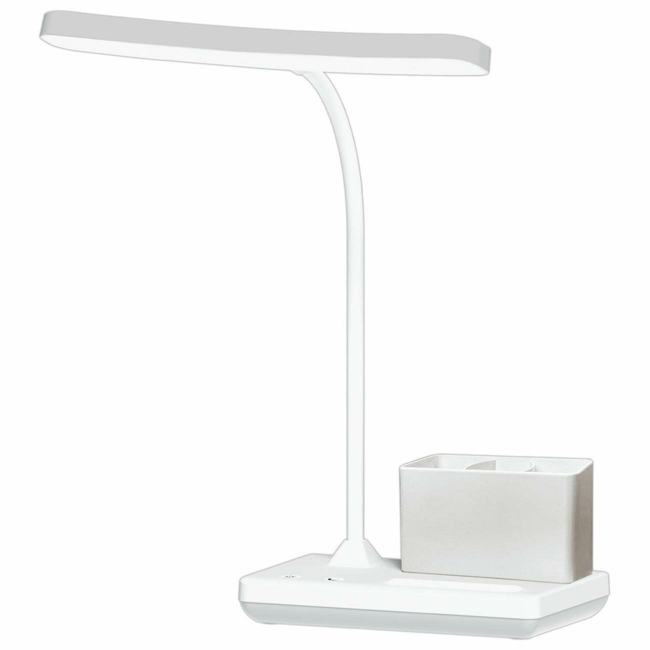Настольная лампа Sonnen PT-301, органайзер, USB, LED,4Вт,3режима, белый,238778