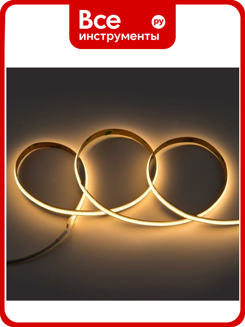 Лента светодиодная General Lighting Systems GLS-COB-320-8-24-IP20-3, 5 м, 3000К - теплый белый, COB, защита