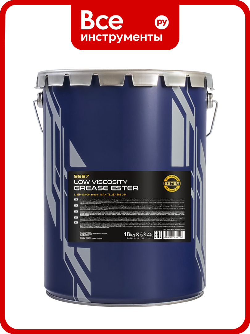 Противозадирная смазка MANNOL Li-EP 00/000 Low Viscosity Grease 18 кг 2042 кальциевая литиевая основа для ЦСС грузовиков