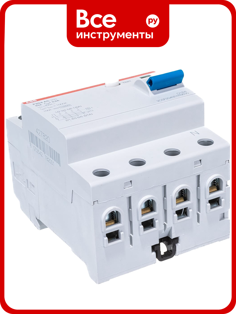 Выключатель дифференциального тока ABB 2CSF204001R3630 F204 4п AC модульный электромеханический тип защита