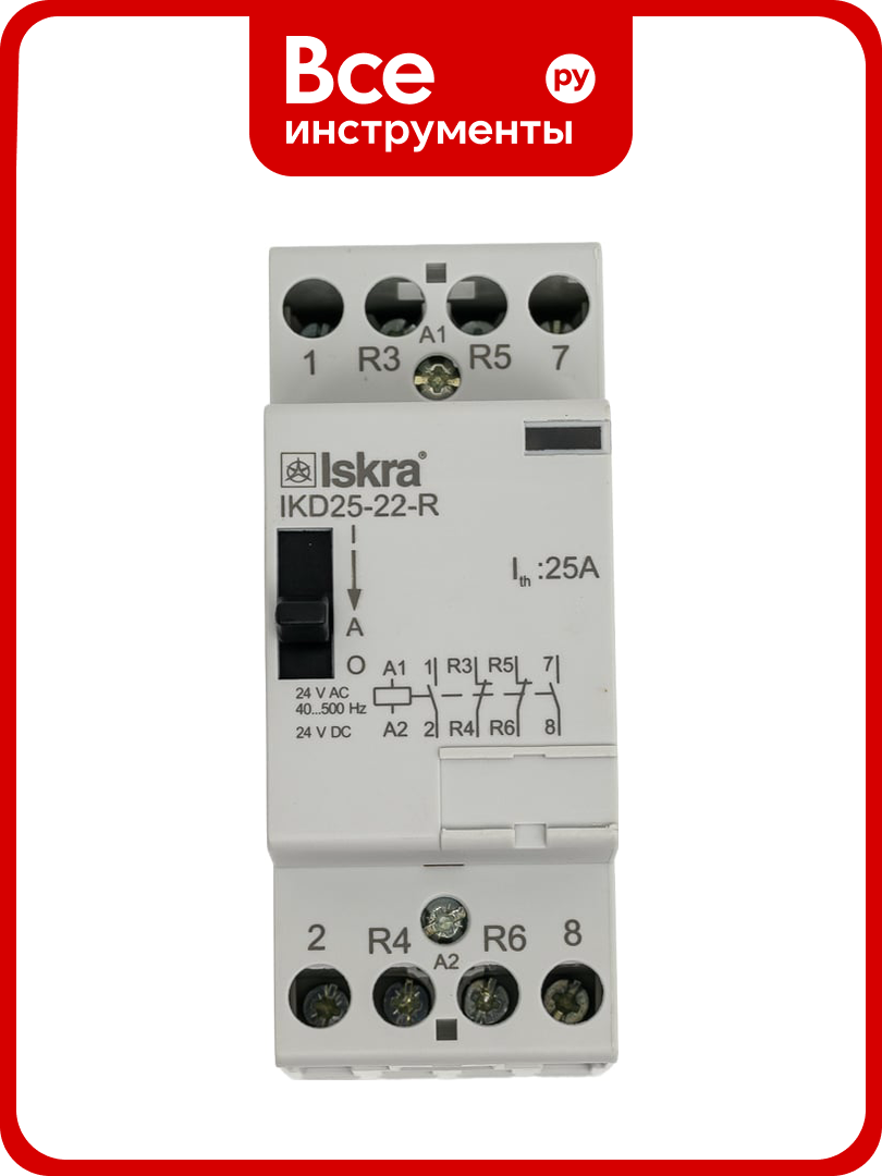 Модульный контактор Iskra IKD25-22-R/24V УТ-00019643, с ручным управлением