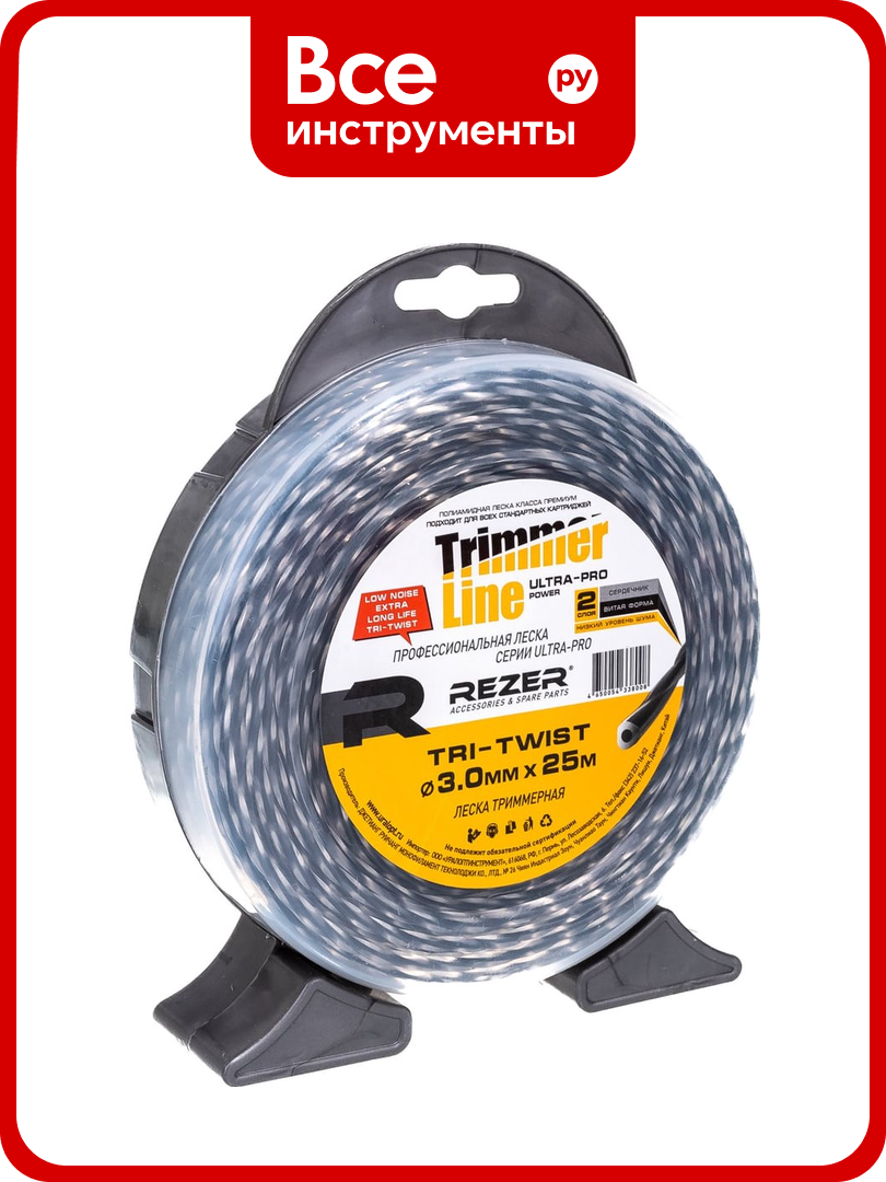 Леска триммерная TRI-TWIST (3.0 мм; 25 м; витая) Rezer 03.007.00130