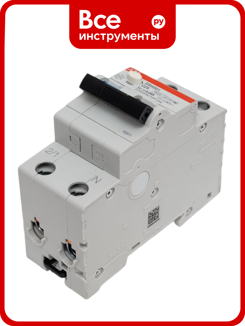 Автоматический выключатель дифференциального тока ABB DSH201 C25 AC30 2CSR255070R1254 модульный двухполюсный защита
