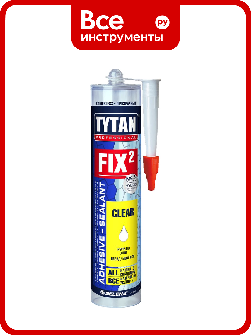 Клей-герметик Tytan PROFESSIONAL Fix2 Clear прозрачный, универсальный гибридный, водостойкий, морозостойкий