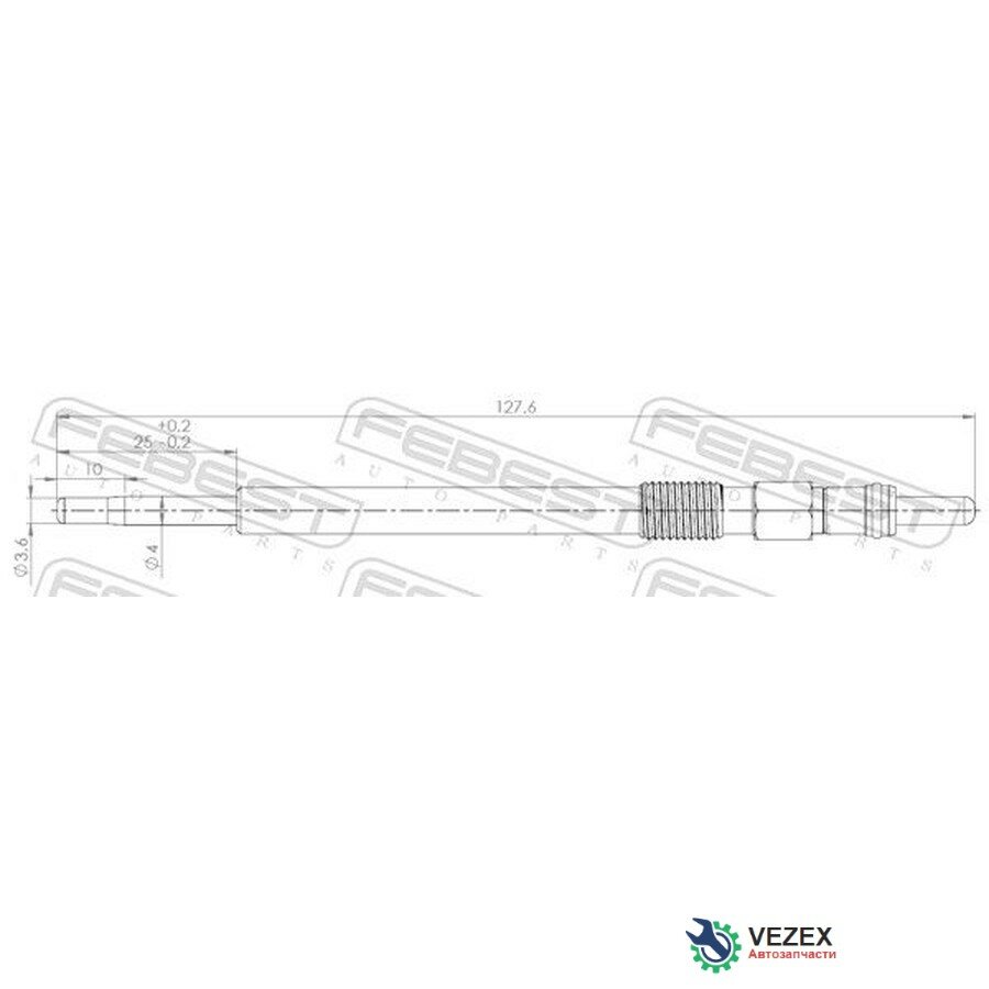 FEBEST 25642002 свеча накаливания!\ Volvo S60/S80/V70/XC 90/70 2.4D 01>