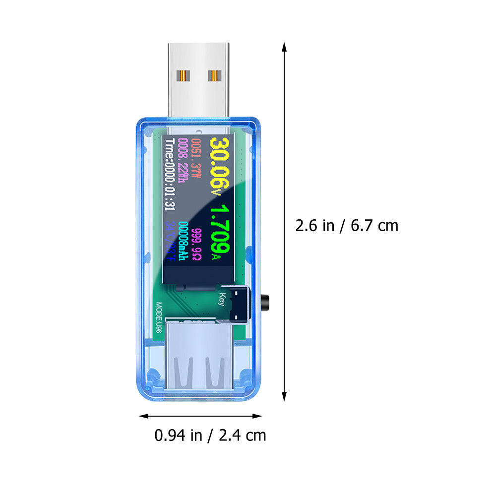 USB Тестер Мультиметр Цифровой Ваттметр Измеритель Напряжения Тока Мощности 6 7X2 4X1 4CM