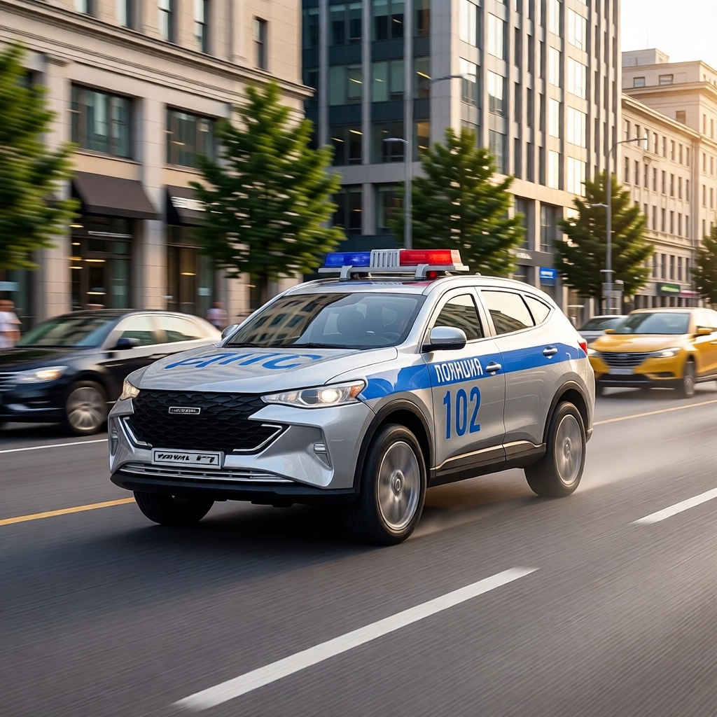 Машинка металлическая Технопарк, Хавал Haval F7 Полиция, 12 см, серебристый