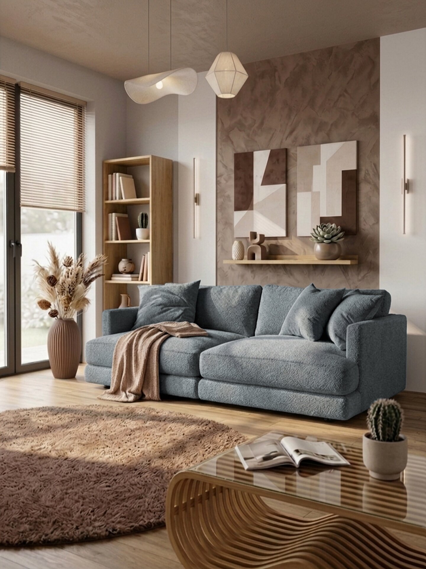 Диван Ибица 2 Camel 26 NOW 212x105x87 см, серый Букле, еврокнижка Фиеста