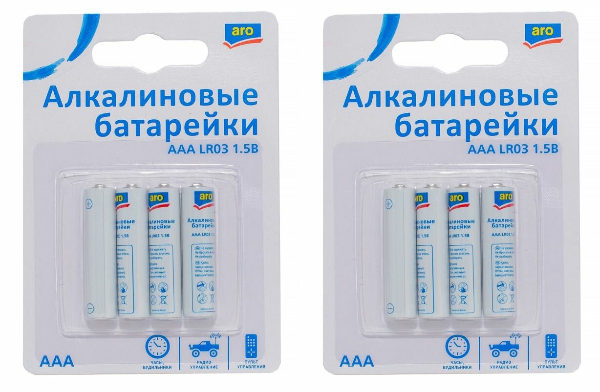Aro Батарейки AAA, 4 шт, 2 уп