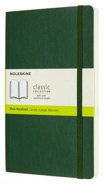 Блокнот Moleskine Classic soft Large 130х210 мм, 192 стр, нелинованный мягкая обложка зеленая (QP618K15)