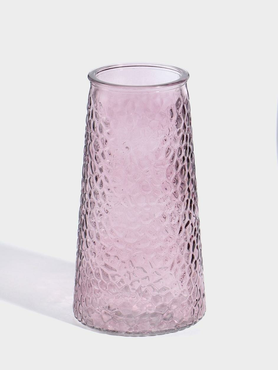 Ваза Yiwu Youda Import and Export "Аксель", настольная, стекло, сиреневая, 20x10,5 см