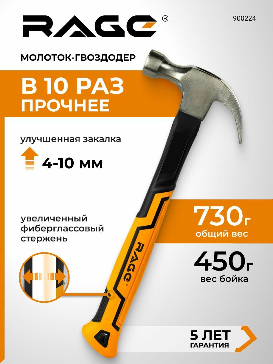 Молоток - гвоздодер 450 г гвоздодер молоток 450 г