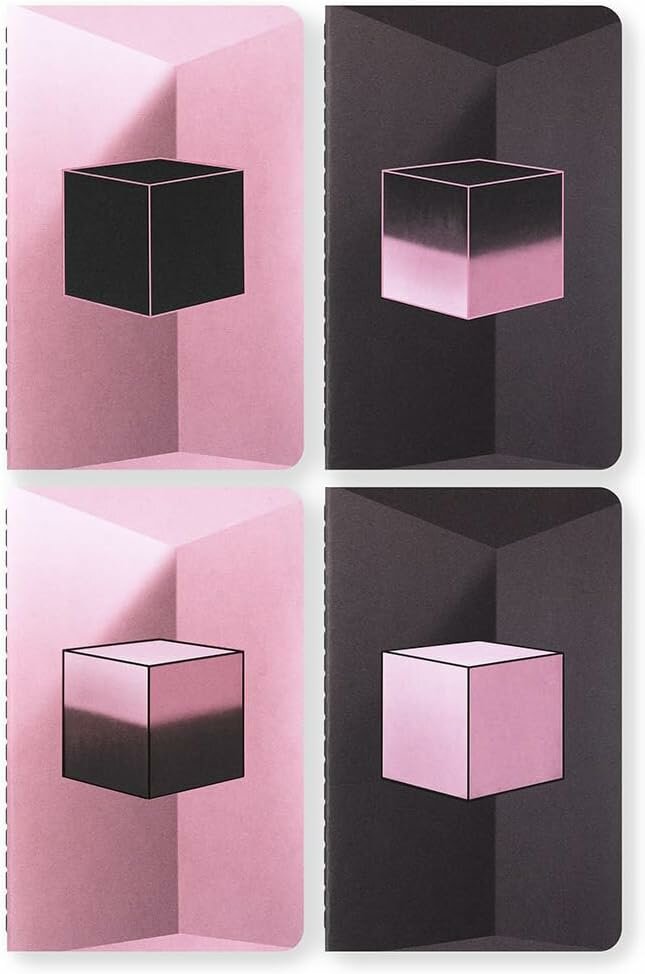 Набор из 4 тетрадей Moleskine Cahier Limited Edition BlackPink, нелинованные, Pocket (9х14см), черные и розовые