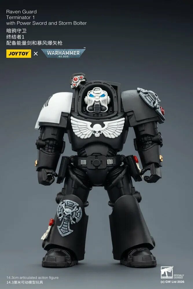 Подвижная фигурка JOYTOY Warhammer 40K 1/18 Action Figures Raven Guard Terminator 1 with Power Sword and Storm Bolter