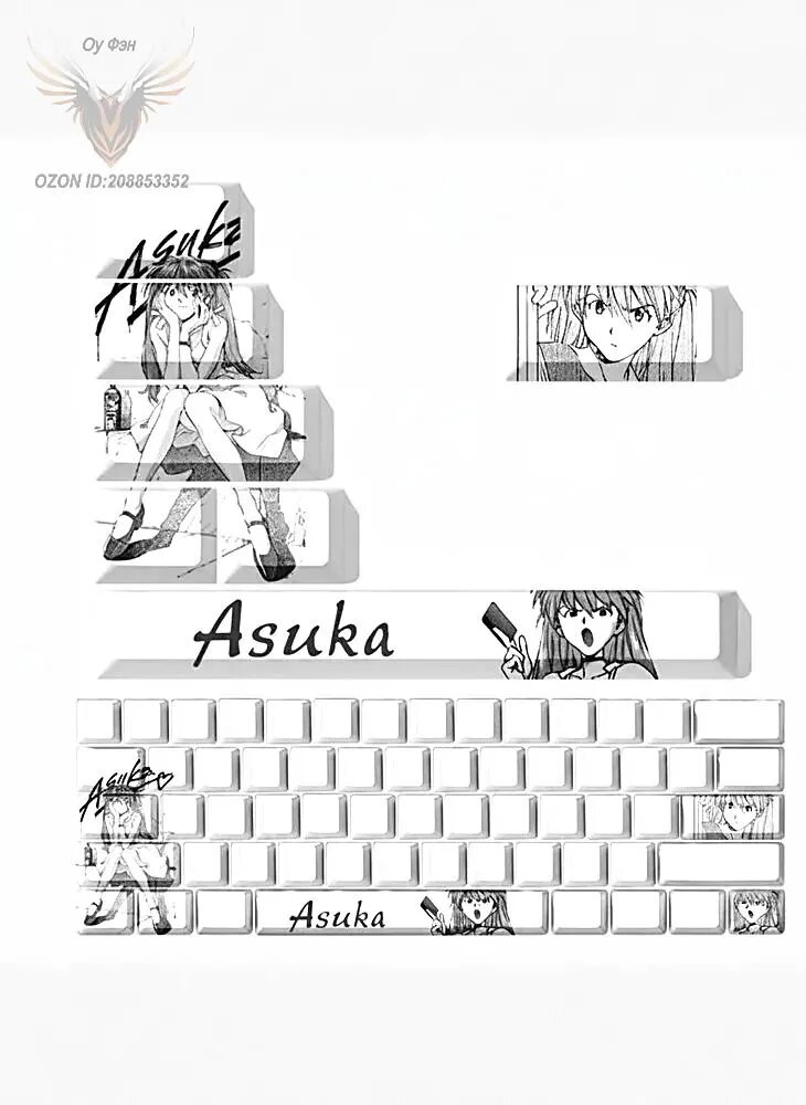 Кейкапы для механической клавиатуры Evangelion Asuka (Евангелион), PBT пластик