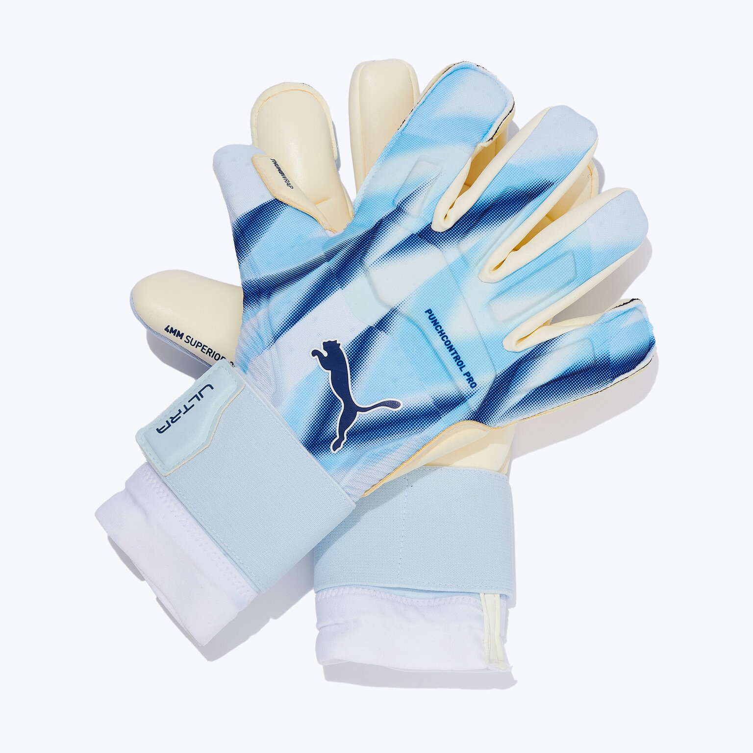 Перчатки вратарские Puma Ultra Ultimate Hybrid 04208112, размер 10, Белый - Голубой