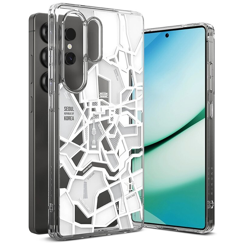 Ringke S25 Ultra Защитный чехол для телефона с дизайном карты Сеула в белом цвете, премиум качество