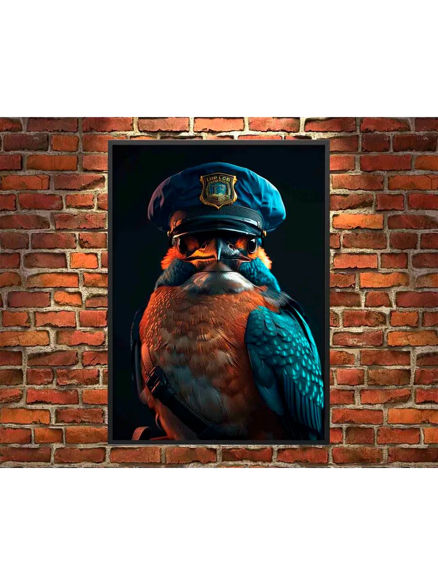 Зимородок-птица-полицейский 2, Плакат 30x42см