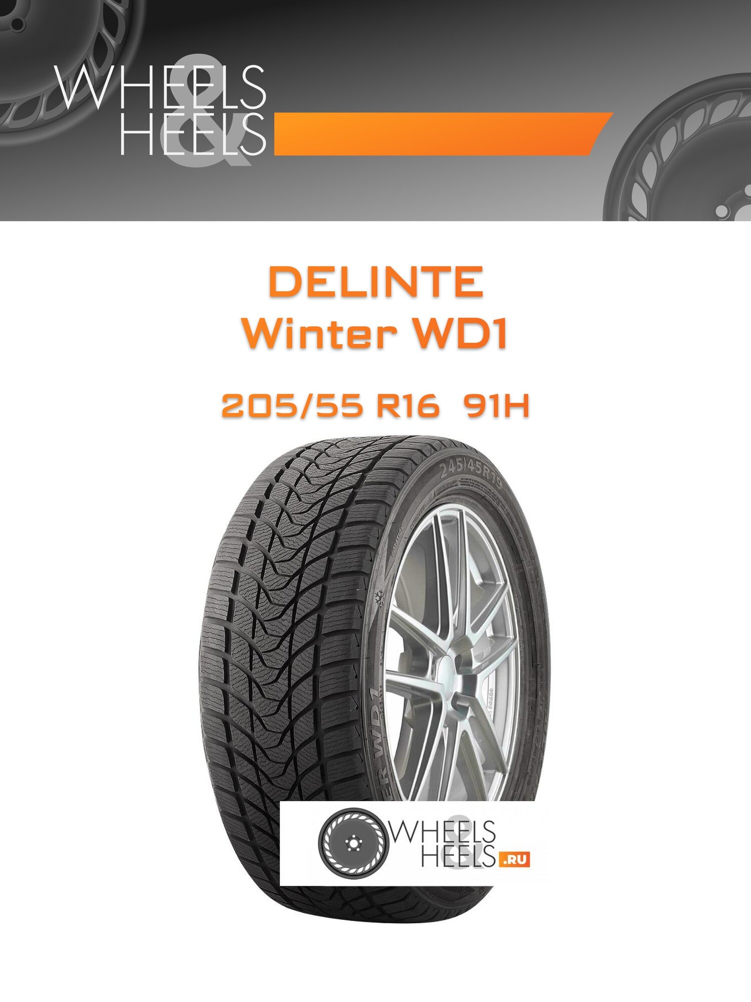 Шина автомобильная Delinte Winter WD1 205/55 R16 91H WINTER, зимняя, универсальная