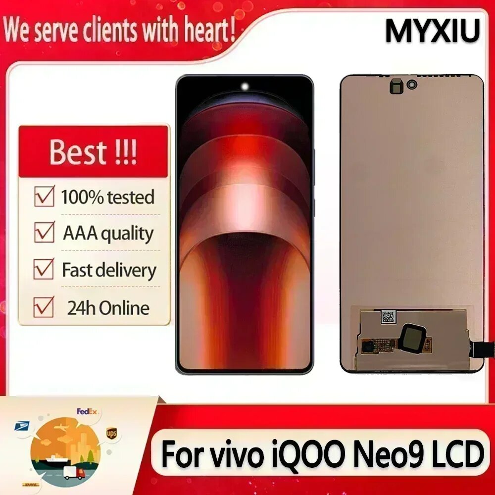 Оригинальный AMOLED-дисплей для vivo iQOO Neo9, сенсорный экран в сборе для vivo iQOO Neo9 LCD V2338A, 1260 x 2800, сменный дигитайзер