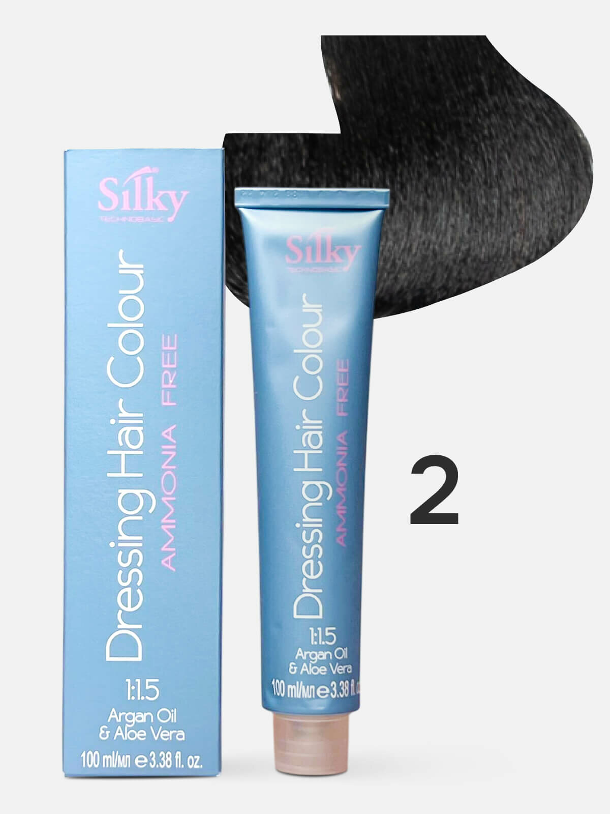 Крем - краска для волос профессиональная без аммиака Silky Dressing Haircolor 2 Темный коричневый, 100 мл