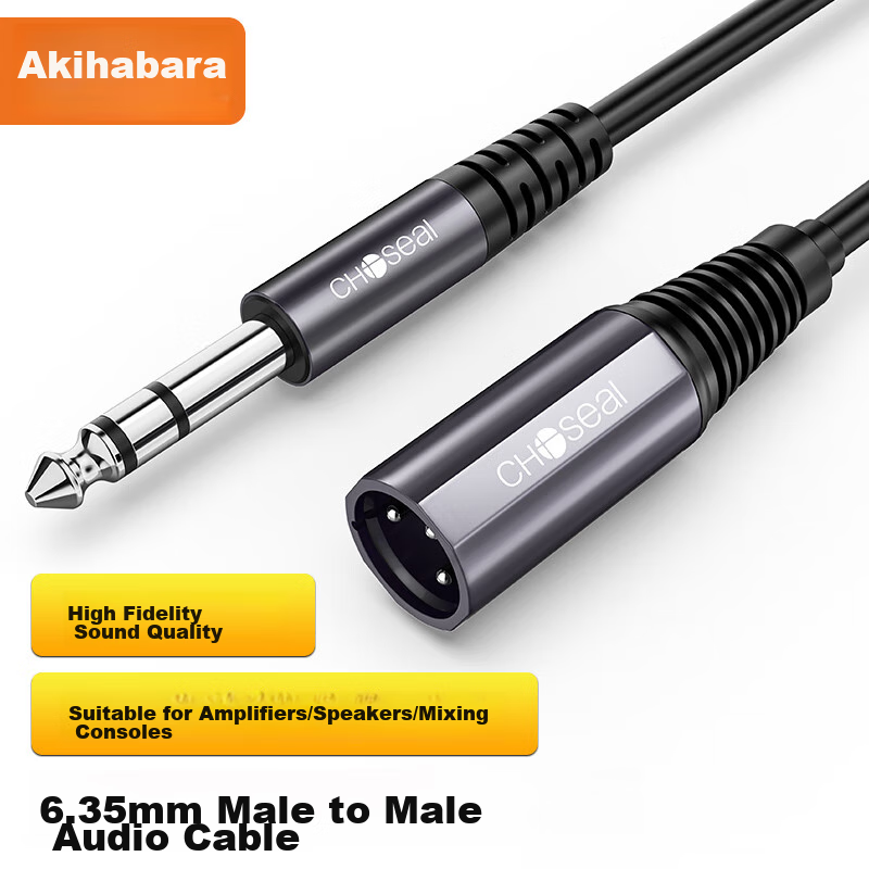 Akihabara (CHOSEAL) 6.5mm to XLR Male Audio Cable, 6.35mm XLR Male to Male Microphone, Three-Pin XLR Stereo Microphone for Mixer And Amplifier, 0.5 Meter, QS3559T0D5