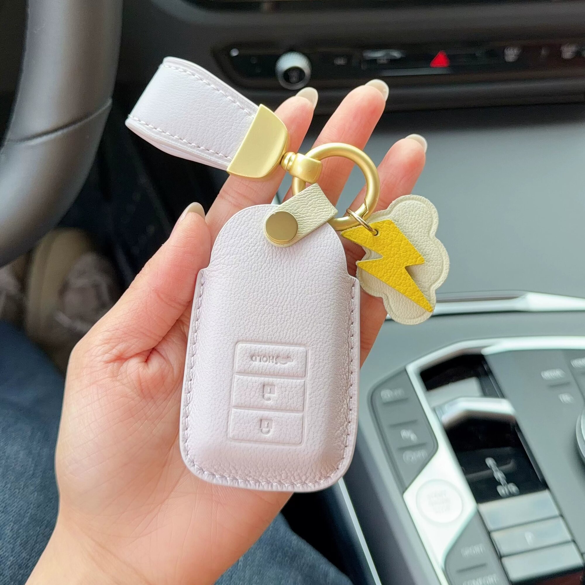 Чехол для ключей Acura из феерической фиолетовой кожи с фиолетовой короткой пряжкой и облаком-молнией