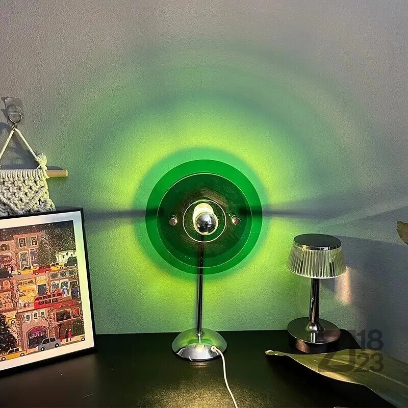 Настольная лампа Claeted, радужная проекция, теплый белый свет, USB plug, Green style, Изумрудный