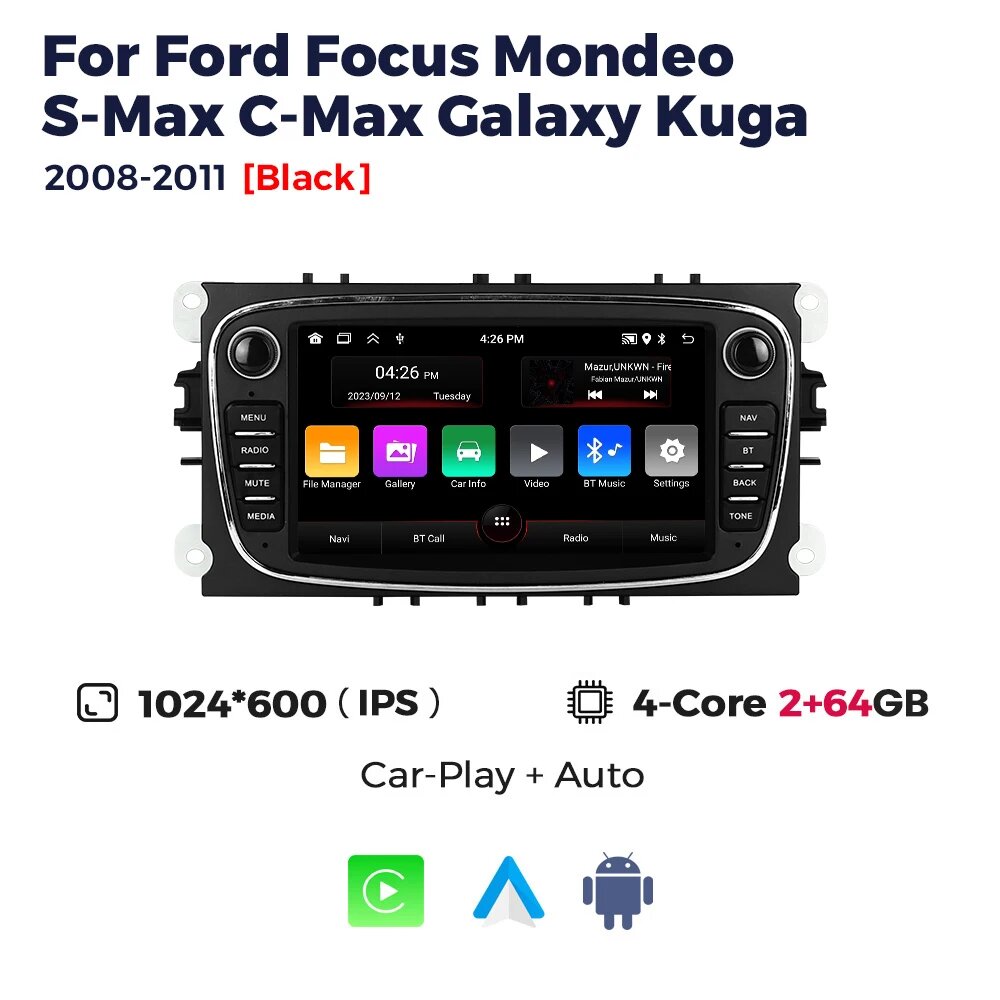 Android-магнитола MEKEDE с Wi-Fi и GPS для Ford Focus 2 3 4 MK2 Kuga Mondeo Fiesta MN-FD01-B-H2-64G