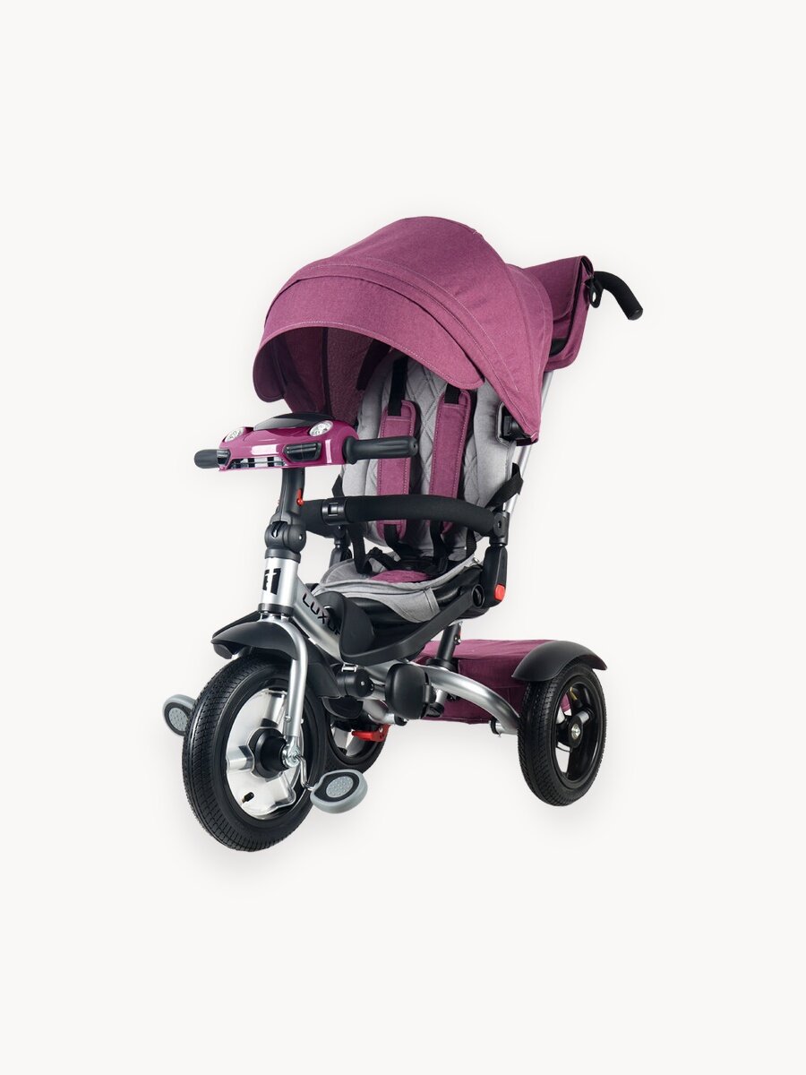 Велосипед/коляска трёхколесный с ручкой TechTeam Luxury, фиолетовый