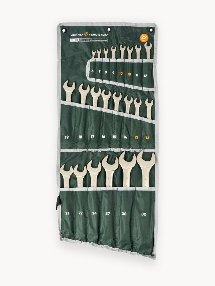 Набор ключей комбинированных 22 штуки, планшет тетрон, Дело Техники, 511220